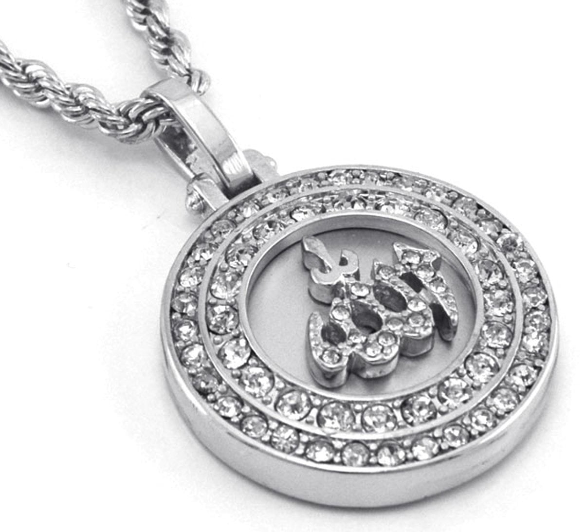 GIFTS INFINITY Allah Islam Pattern Set Pendant Hip Hop 24" Rope Chain ...