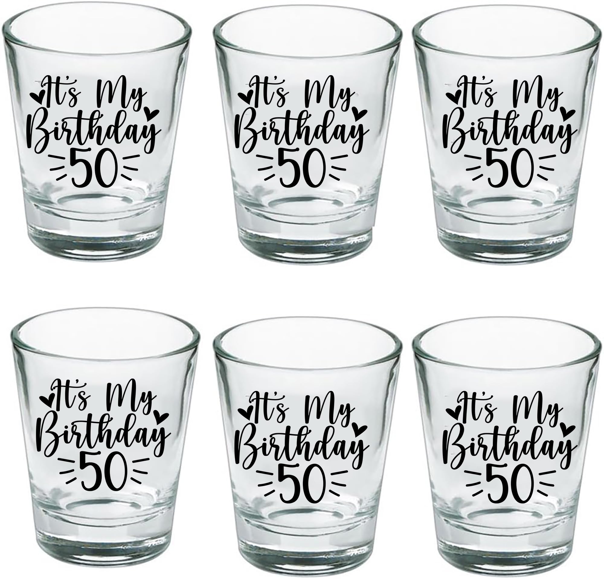 GIFTS INFINITY Set Of 6 1.5oz Shot Glasses 50 Bithday, Hello 50 ...
