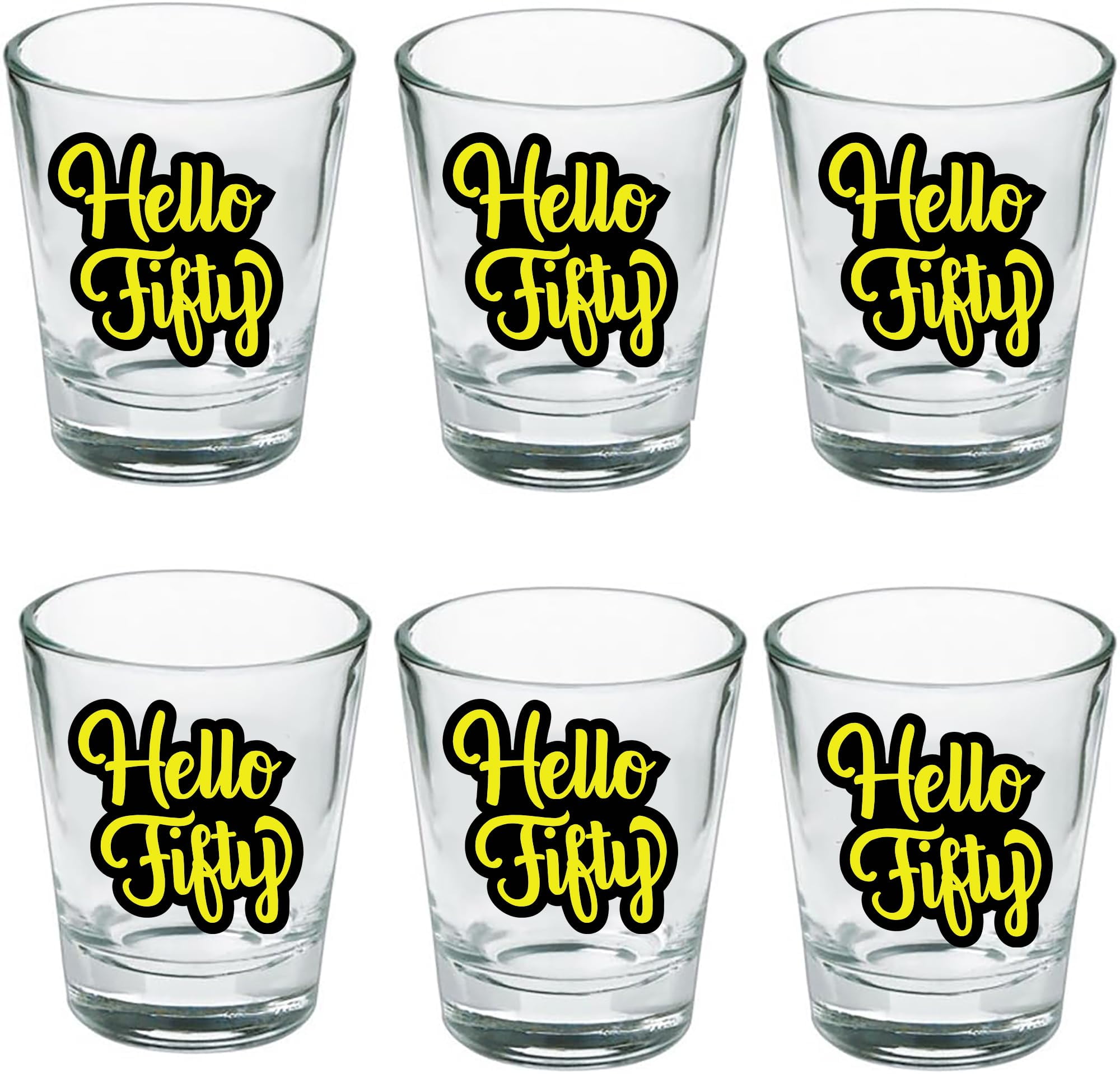 GIFTS INFINITY Set Of 6 1.5oz Shot Glasses 50 Bithday, Hello 50 ...