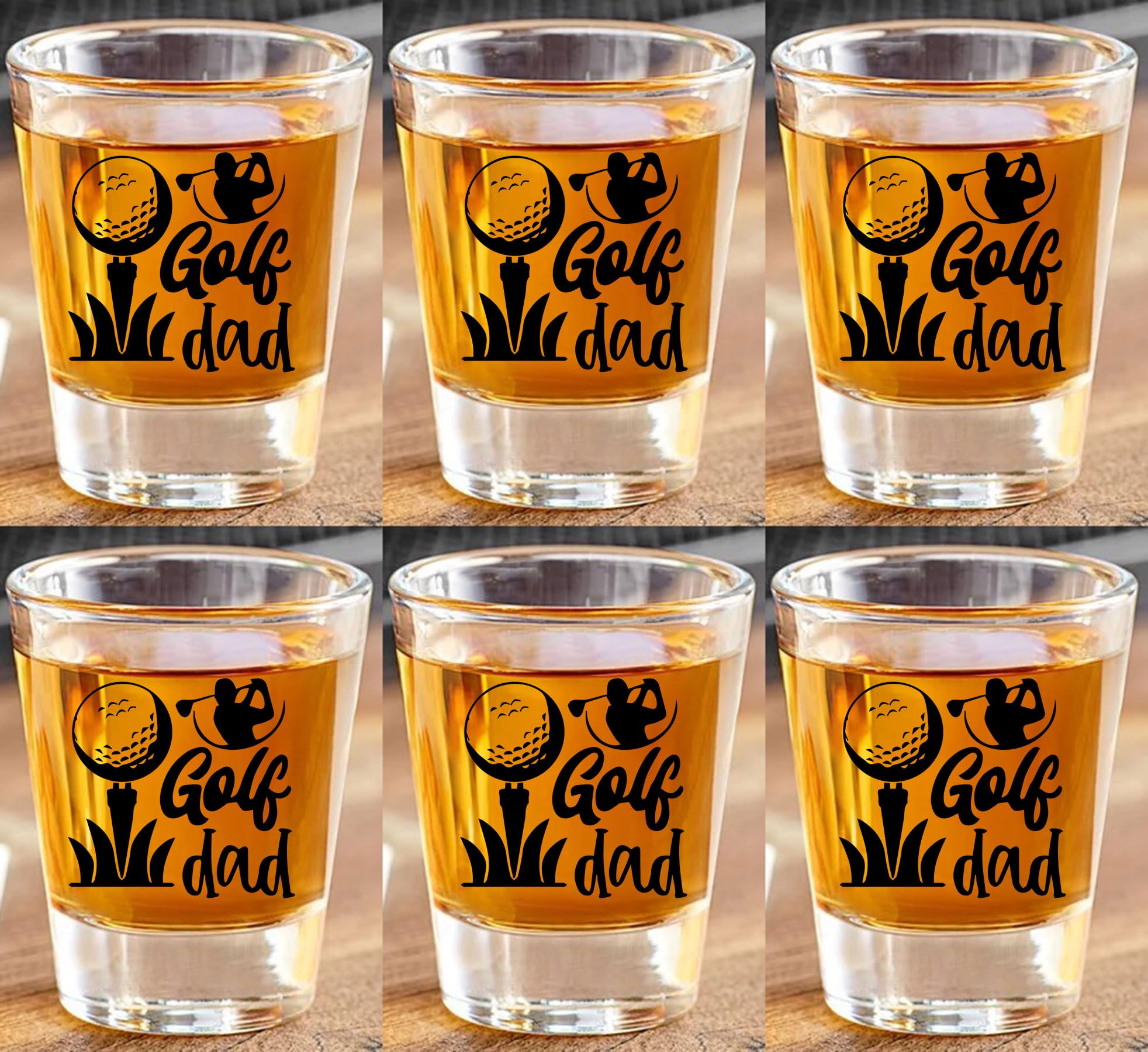 GIFTS INFINITY Set Of 6 1.5oz Shot Glasses UV Printed Golf, Gold Ball ...