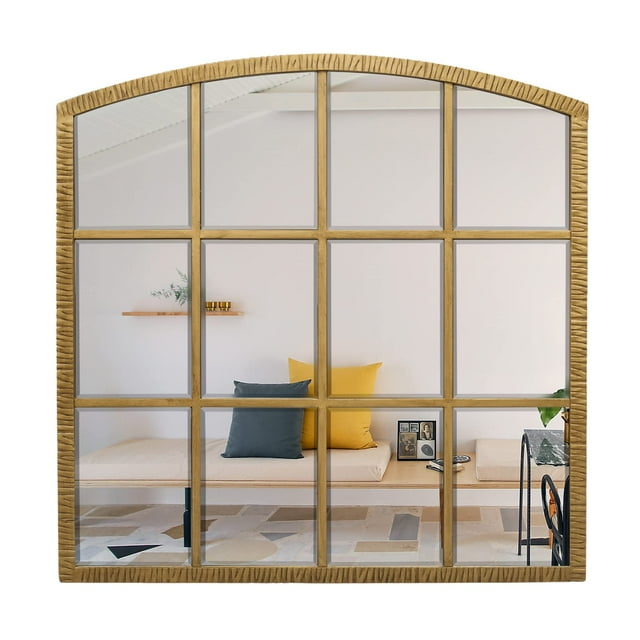 GIFTTROVE 36 Inch Metal Large Arched Window Grid Wall Mirror with ...
