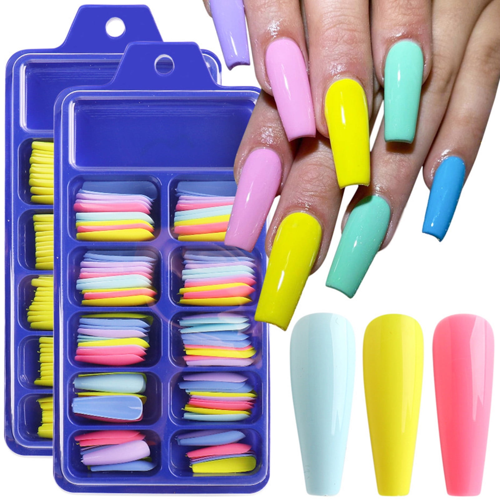GIFZES 100Pcs/Box Color Nail Tips T-Shaped Extending Mini Professional ...