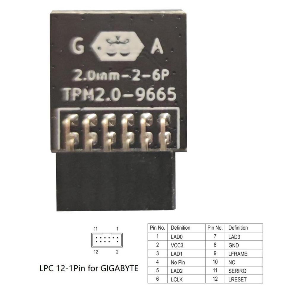 GIGABYTE GC-TPM2.0_S 2.0 TPM Module (12 Pin 12-1) LPC TPM HOTSA Trusted ...