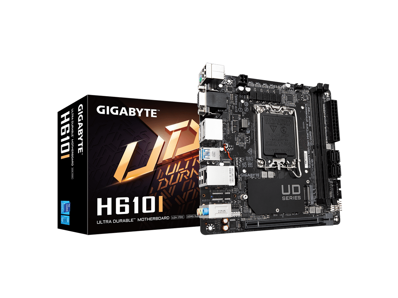 GIGABYTE H610I H610 Intel LGA 1700 Mini-ITX Motherboard with DDR5, Single M.2, PCIe 4.0, USB 3.2 ...