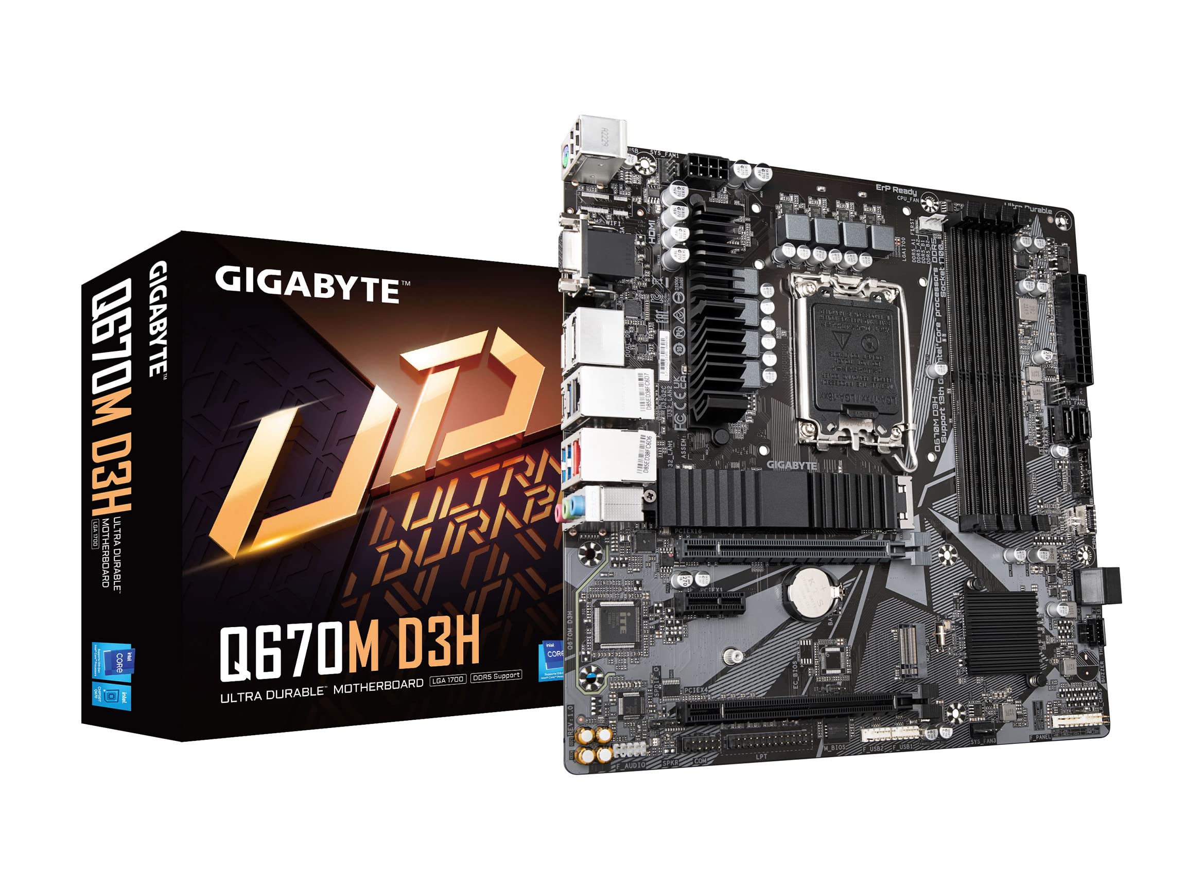 GIGABYTE Q670M D3H (LGA1700/ Intel/ Q670/ M-ATX/ DDR5/ Dual M.2/ PCIe 4 ...