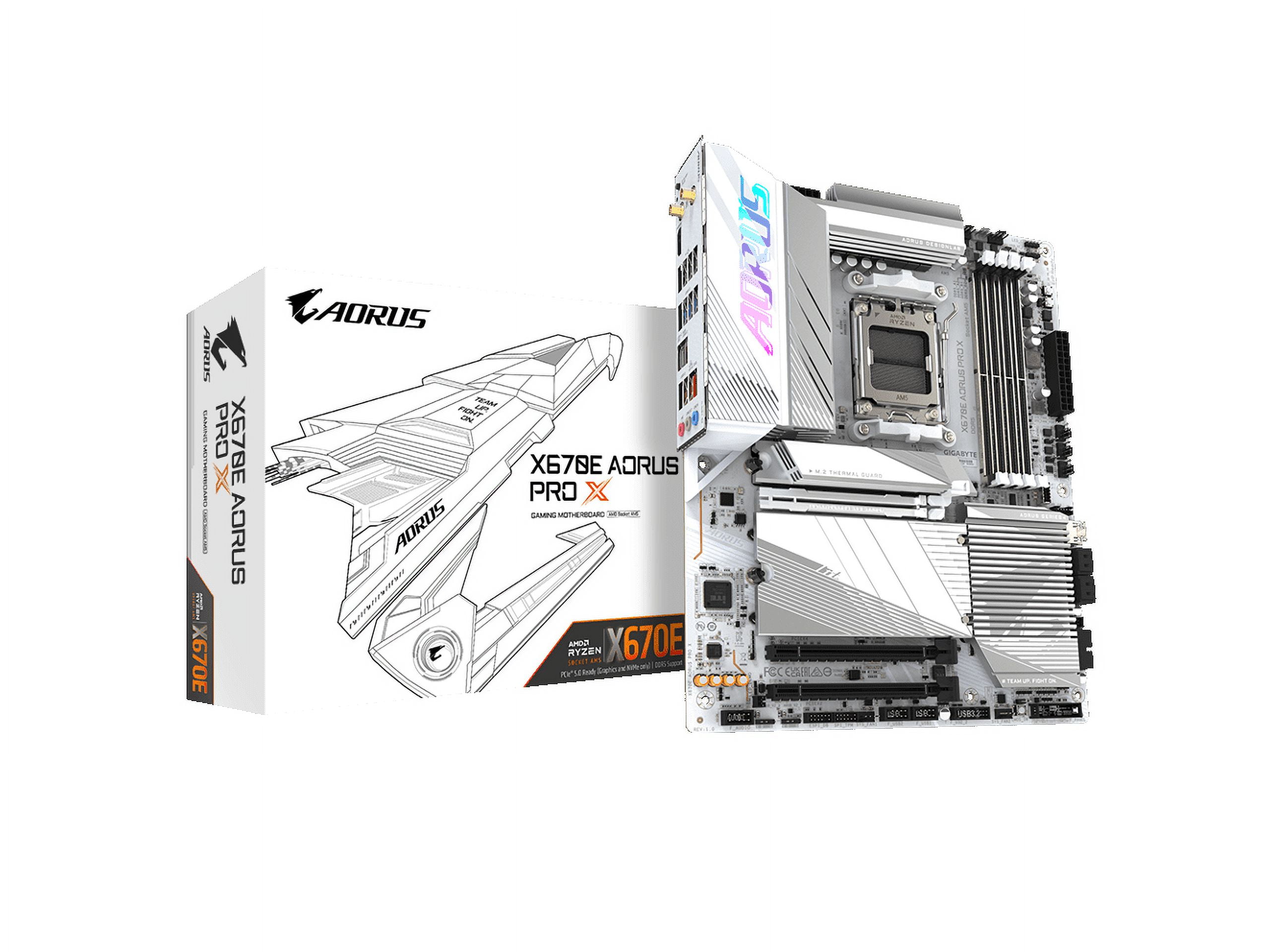 GIGABYTE X670E AORUS PRO X AMD ATX Gaming Motherboard, DDR5, Quad M.2 ...