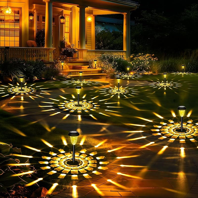 GIGALUMI 12 Pack Solar Light Outdoor Waterproof, Cool White Pathway ...