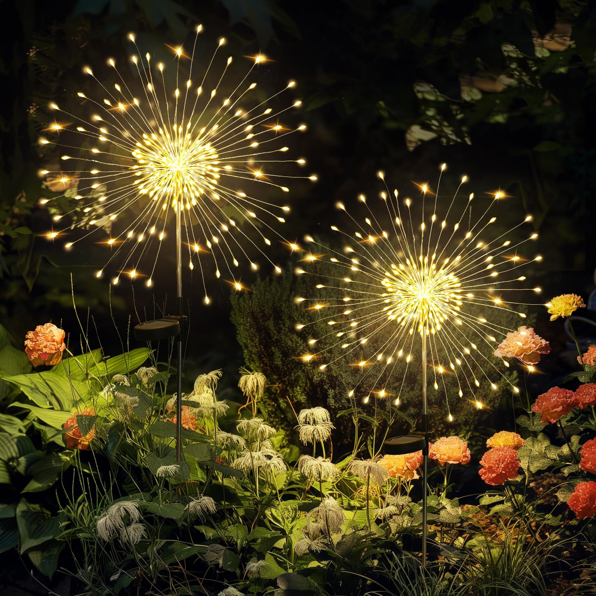 GIGALUMI Garden Outdoor Decor Lights 120LED 2Pack, Solar Garden Lights ...