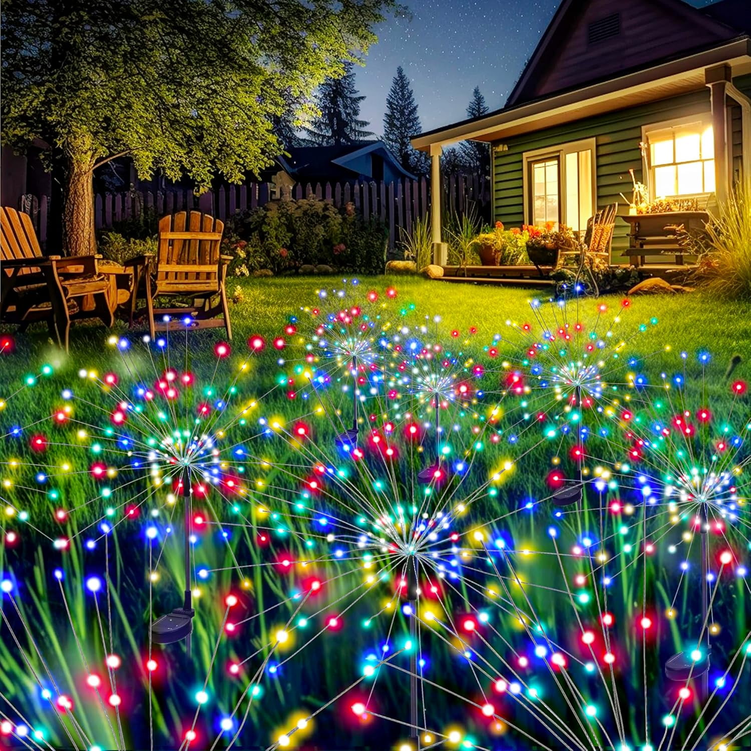 GIGALUMI Garden Outdoor Decor Lights 120LED 8Pack, Solar Garden Lights ...