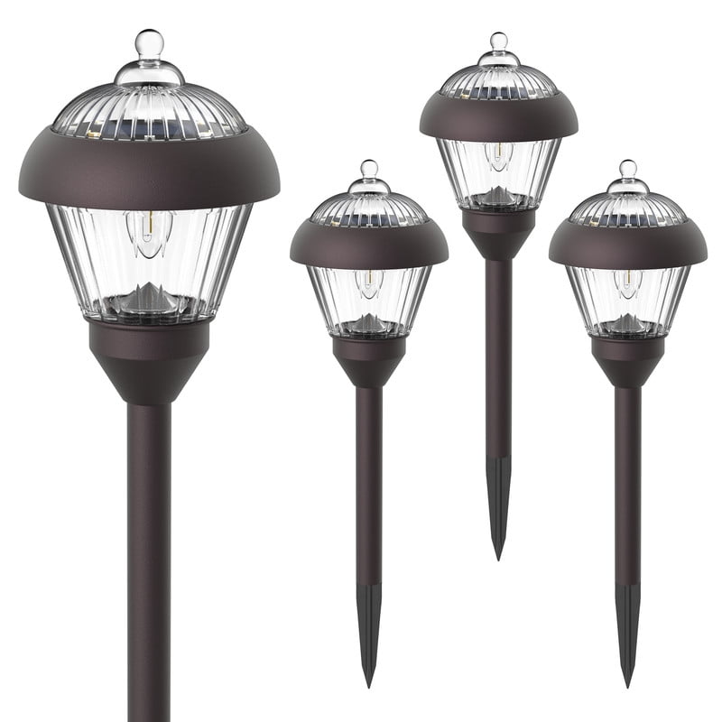 FKHouse Outdoor Solar Path Lights, 4 Pack Bronze LED Metal Glass, 6 ...