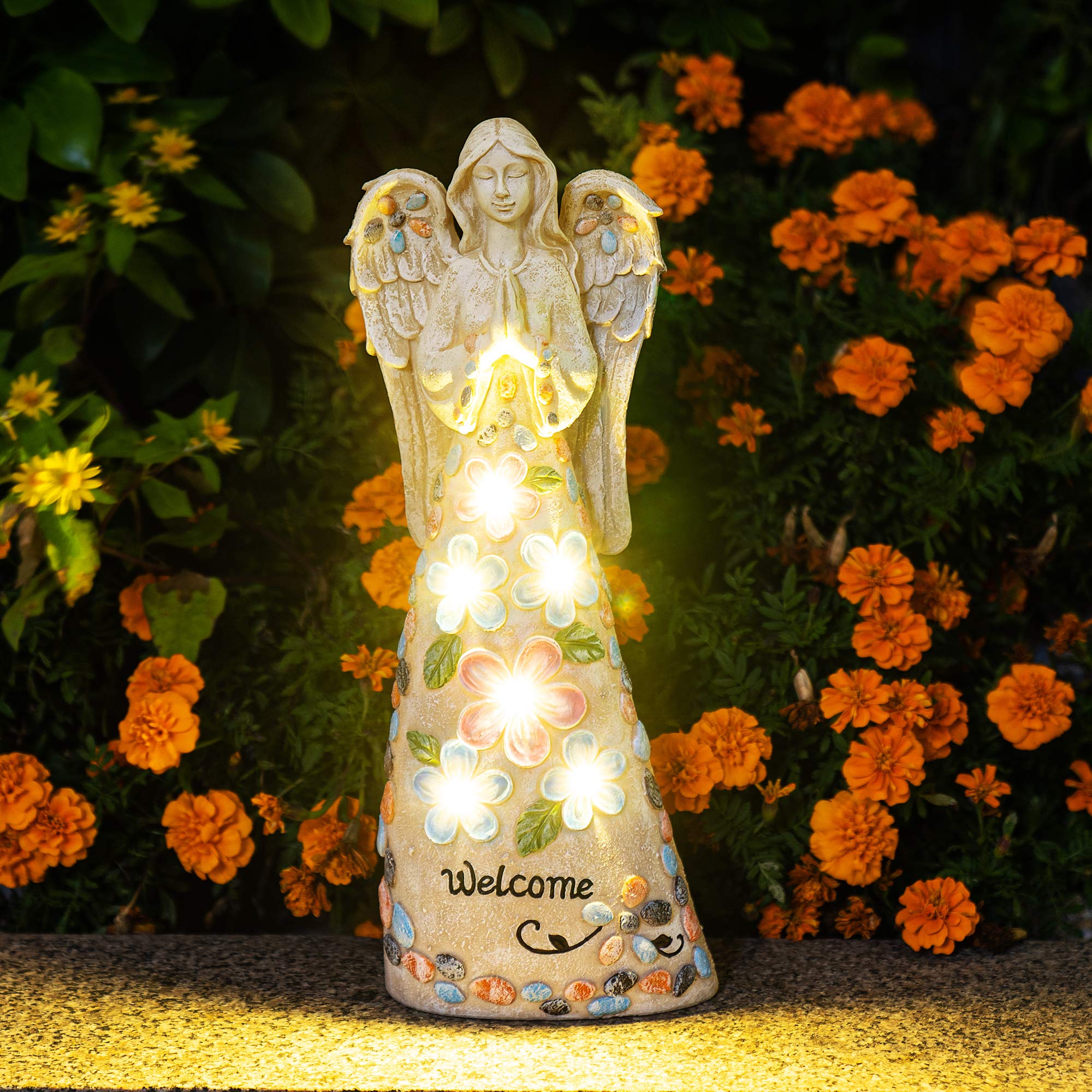 GIGALUMI Solar Garden Statues Angel Figurine Lights for Outside, Yard ...