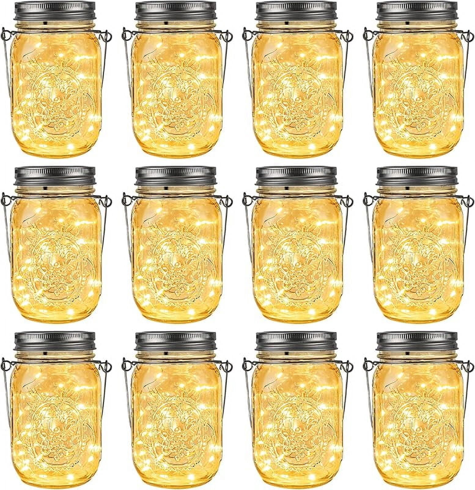 GIGALUMI Solar Mason Jar Lights, 12 Pack 30 Led String Fairy Lights ...