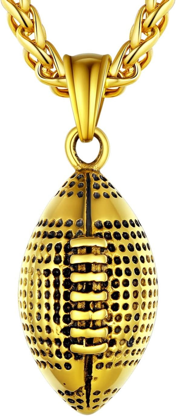 GIHNGF Men Soccer/Football/Baseball Chain Stainless Steel 18K Gold ...