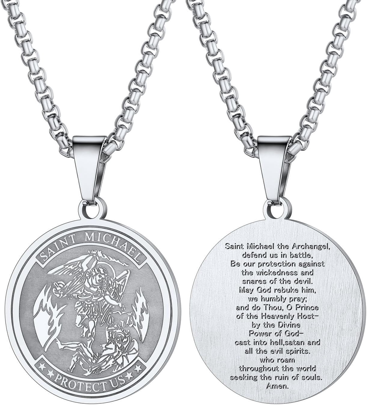 GIHNGF St. Michael Necklace for Men Women Stainless Steel/18K Gold ...