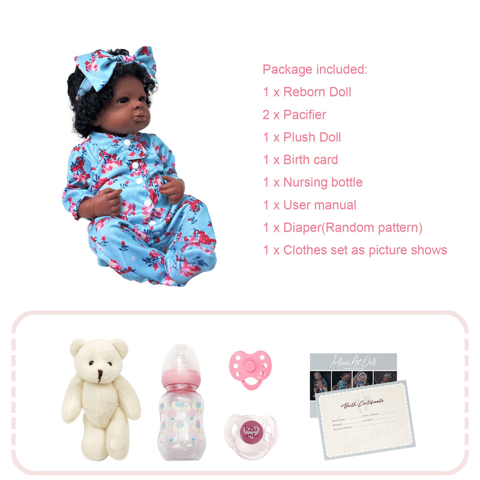 GIIGIFTS Lifelike Reborn Black Girl- 18 Inch Realistic Newborn Real ...