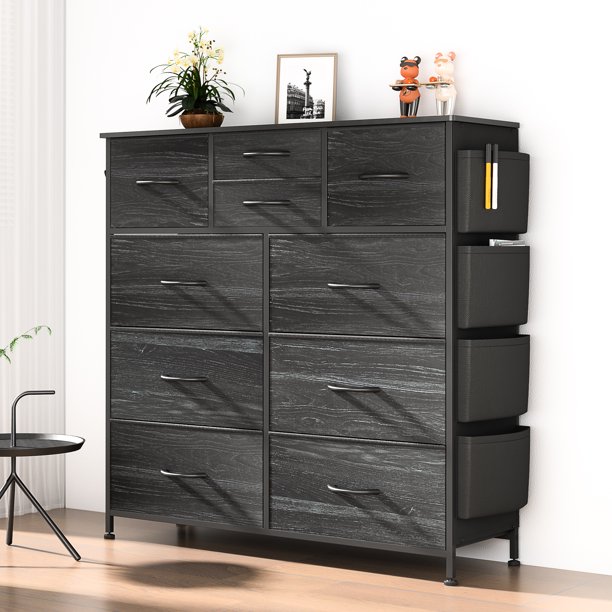 GIKPAL 10 Drawer Dresser, Chest of Drawers for Bedroom with Side ...