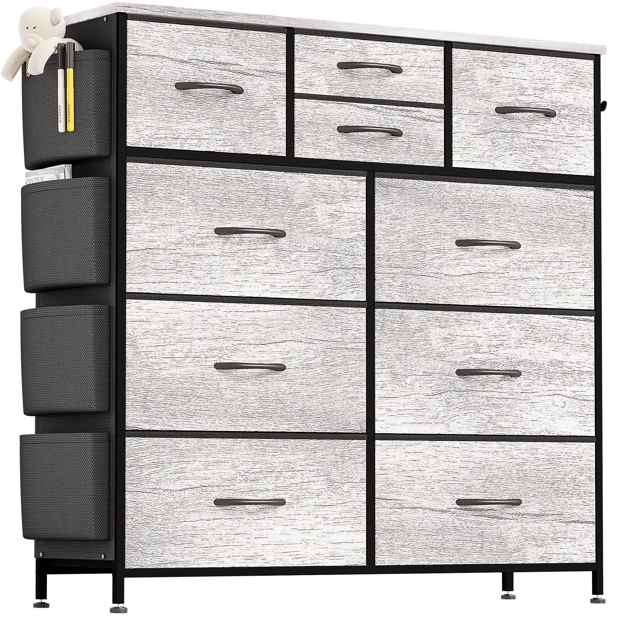GIKPAL Fabric Dresser with Wood Top, Storage Tower for Bedroom & Closet ...