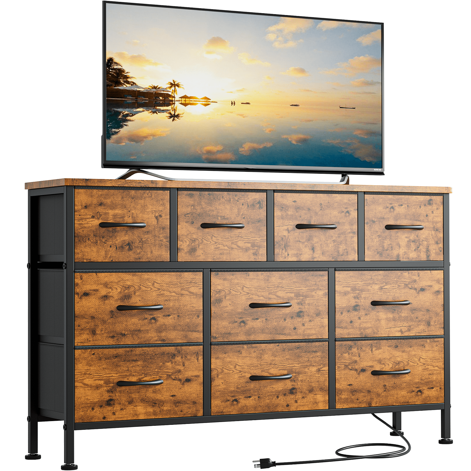 "GIKPAL 10-Drawer Chest, 47"" TV Stand with Outlet, for TVs up to 55 ...