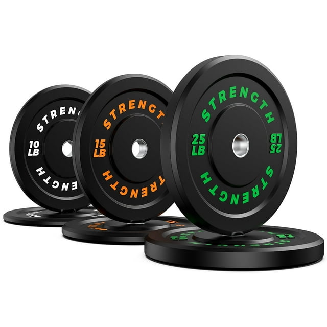 GIKPAL 100lb Bumper Plates, 2-Inch Olympic Weight Plates, Rubber, Ideal ...