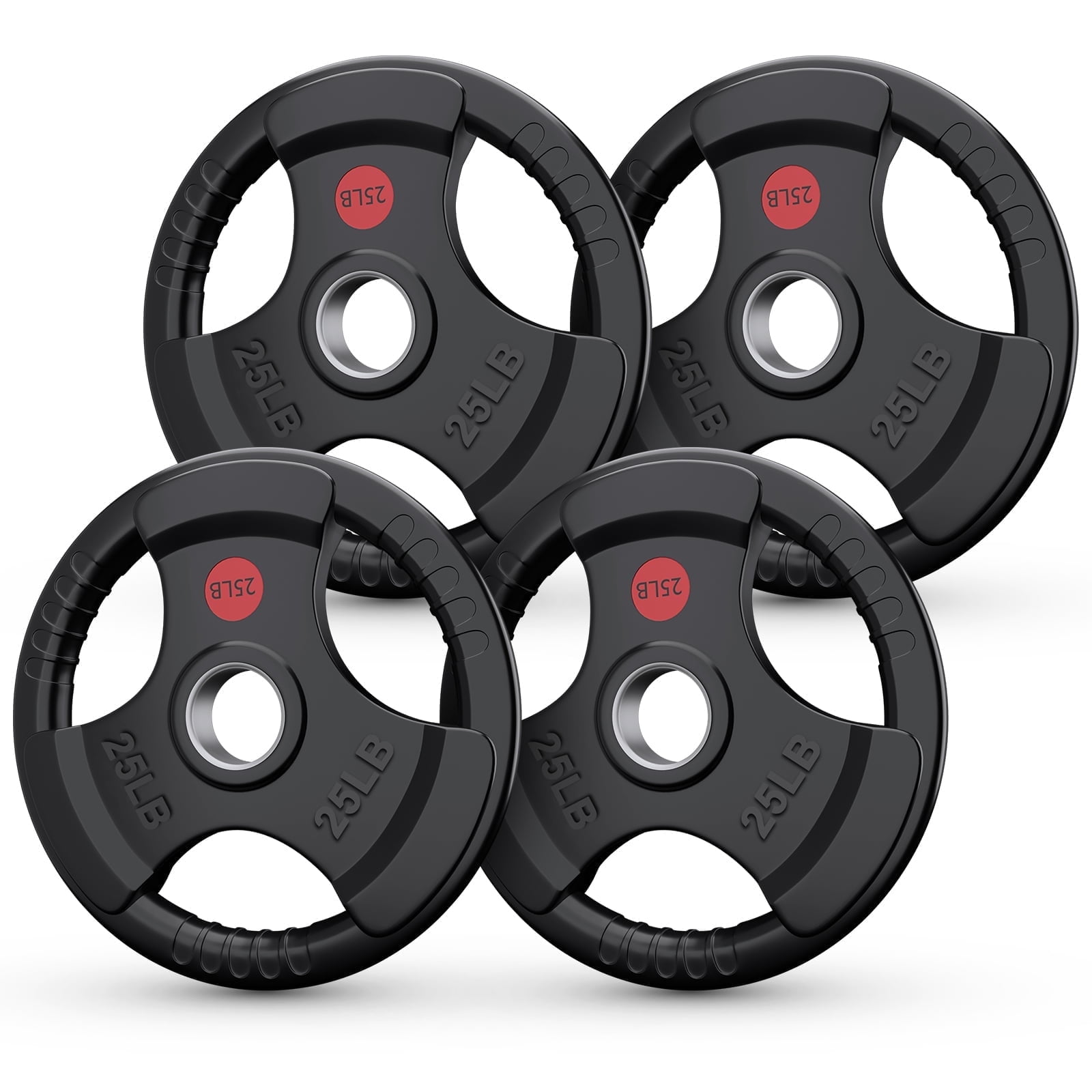 GIKPAL 100lbs 2-Inch Rubber Coated Olympic Weight Plates, Solid Cast ...