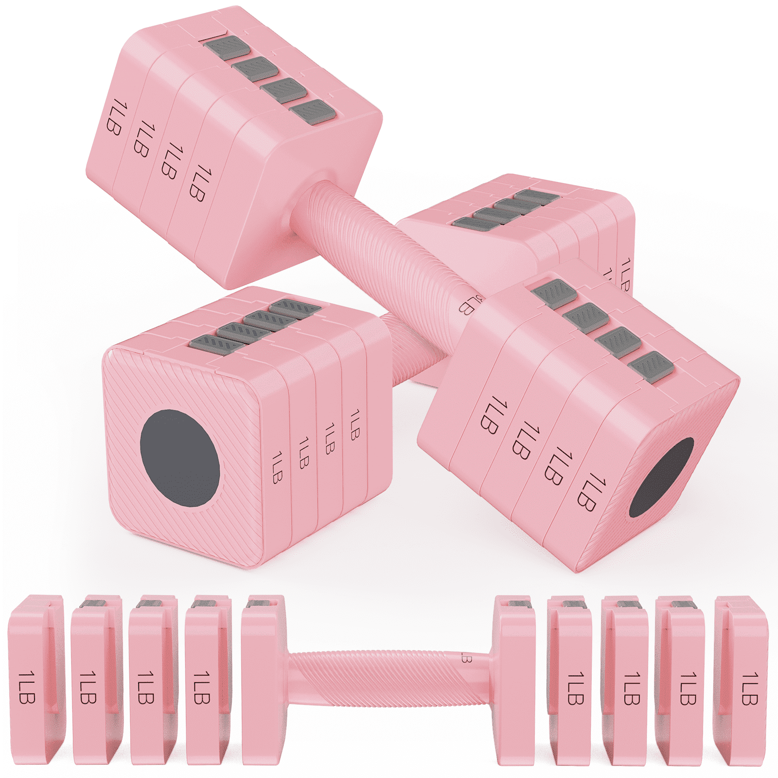 GIKPAL 10lbs*2 Adjustable Dumbbells Set, 4-in-1 Free Weights for Women ...