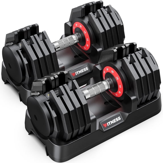 GIKPAL 110LB(55lbs*2) Adjustable Dumbbells Set,10 in 1 Quick-Select 10 ...