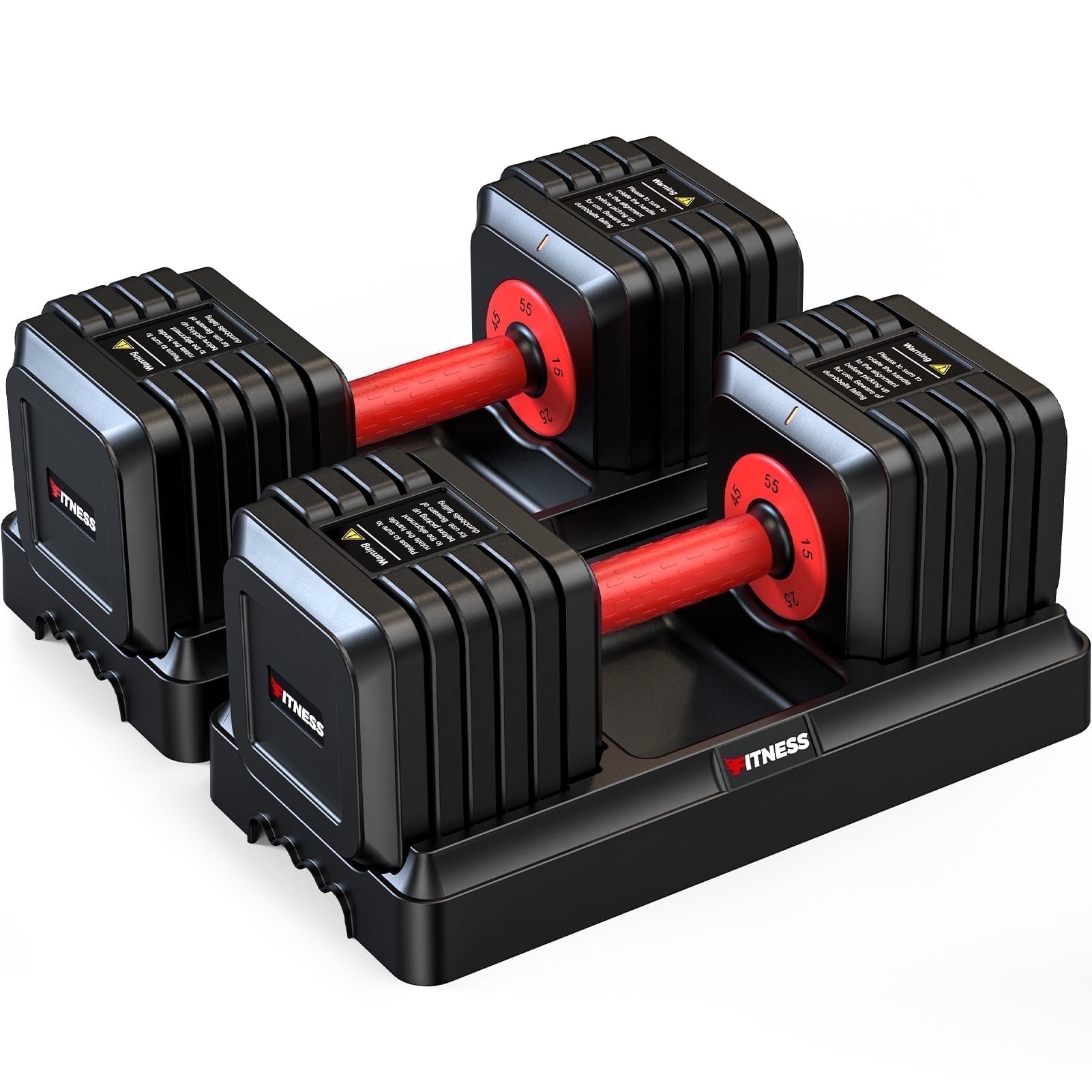 GIKPAL 110lbs(55lbs*2) 5 in 1 Adjustable Dumbbells Set,Quick Select 15 ...