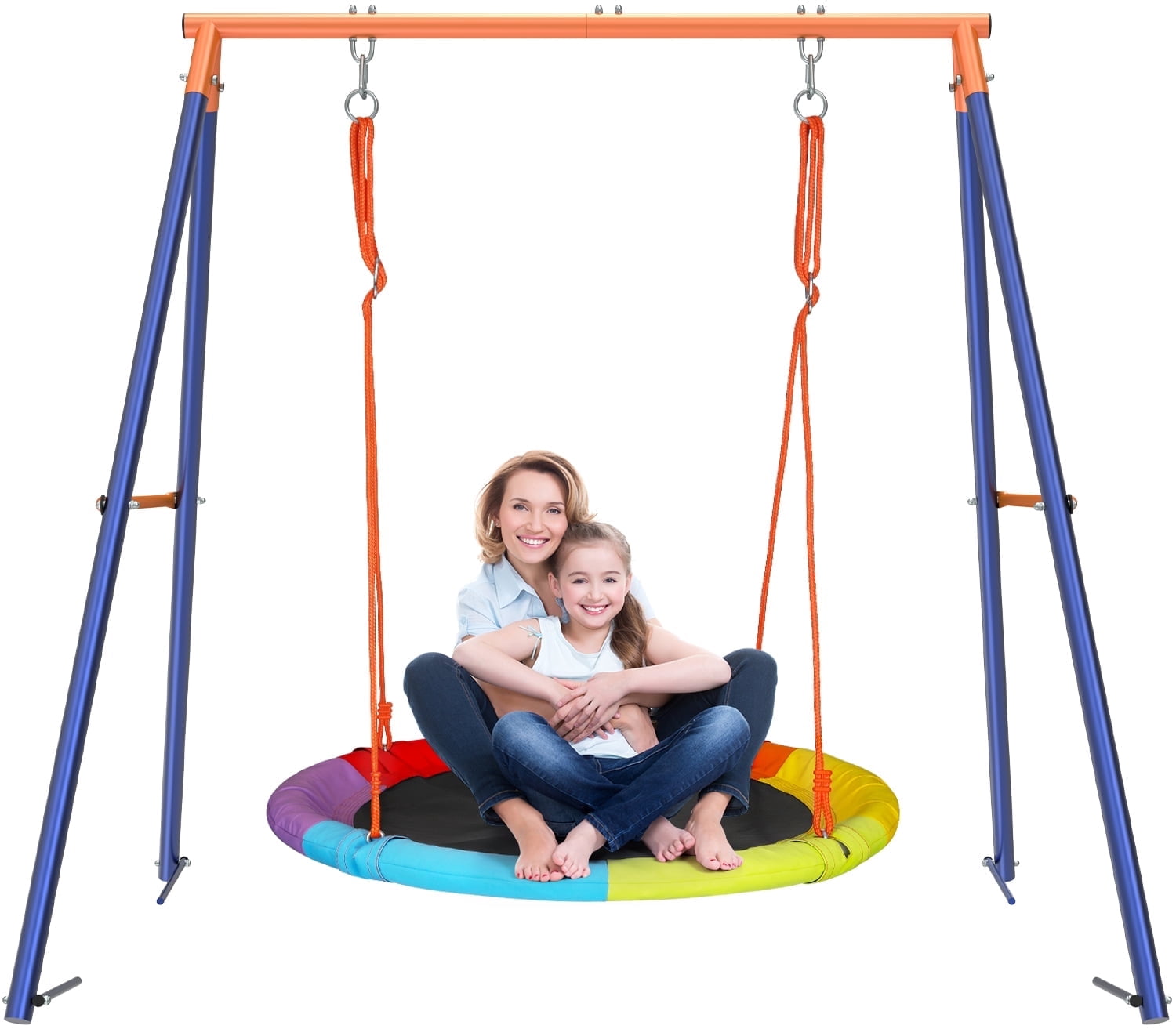 GIKPAL Outdoor Kids Swing Set with Heavy Duty A-Frame Metal Swing Stand ...