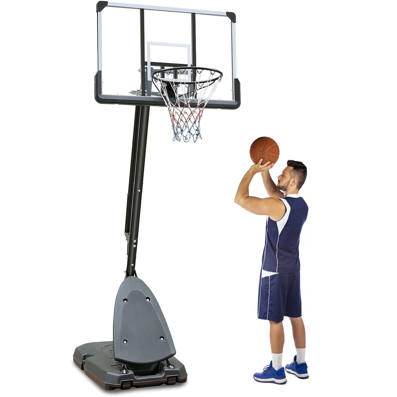 "GIKPAL 44"" Basketball Hoop System, Adjustable 7.5-10FT, Shatterproof ...