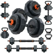 BalanceFrom 60LB 2-in-1 Portable Changeable Dumbbell, Barbell Set with ...
