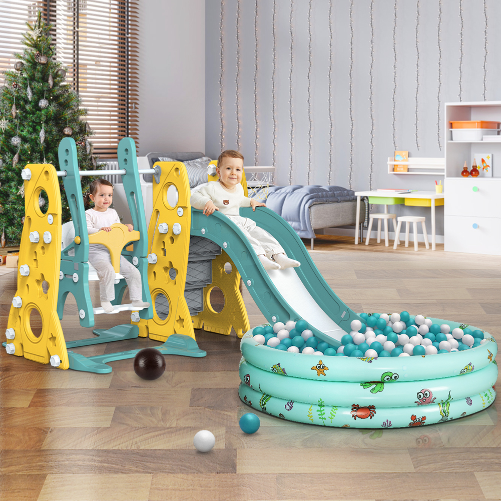 5-in-1 Toddler Slide and Swing Set, Kids Playground Climber Slide ...