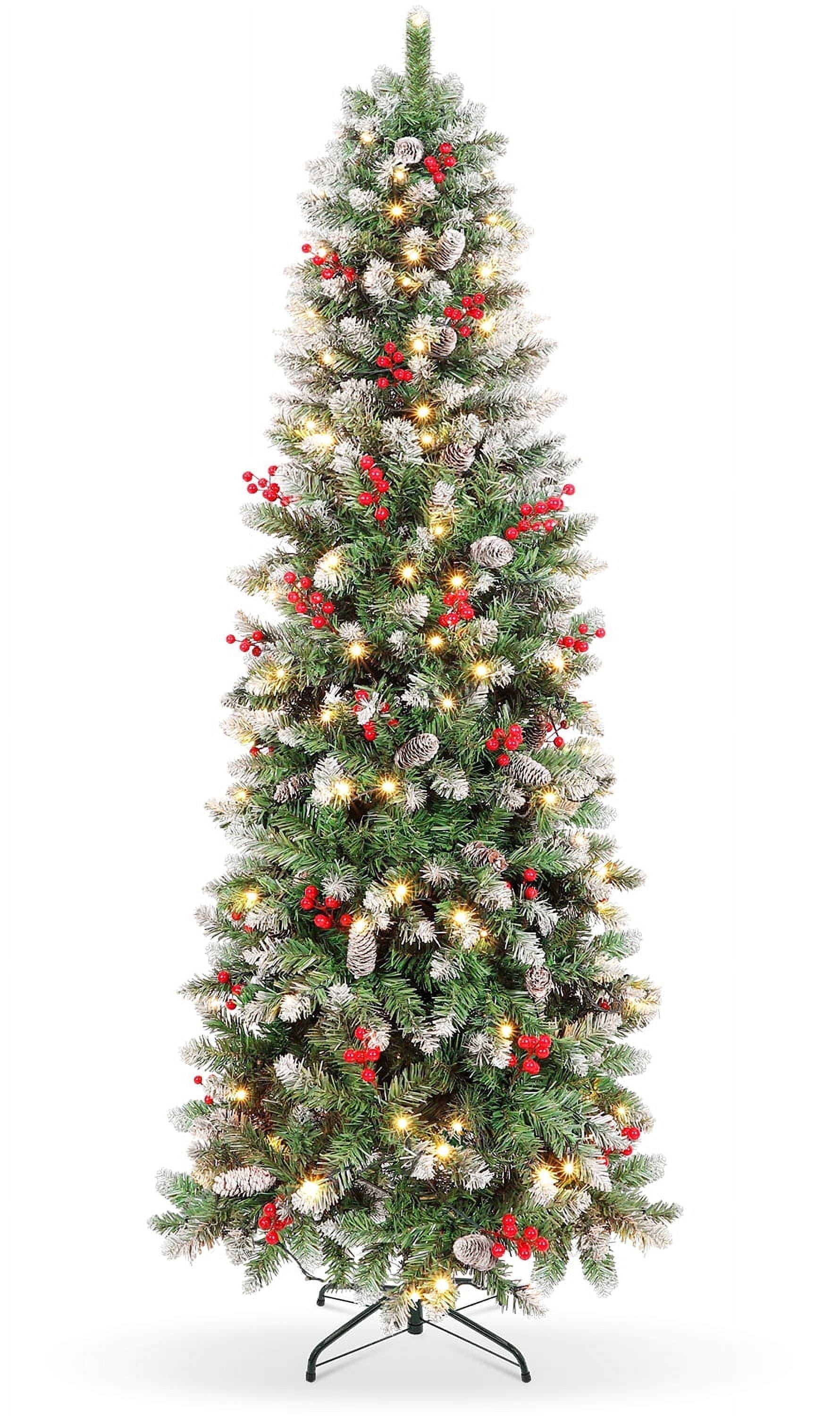 GIKPAL 6ft Pre-Lit Pencil Christmas Tree, Skinny Spruce Slim Holiday ...