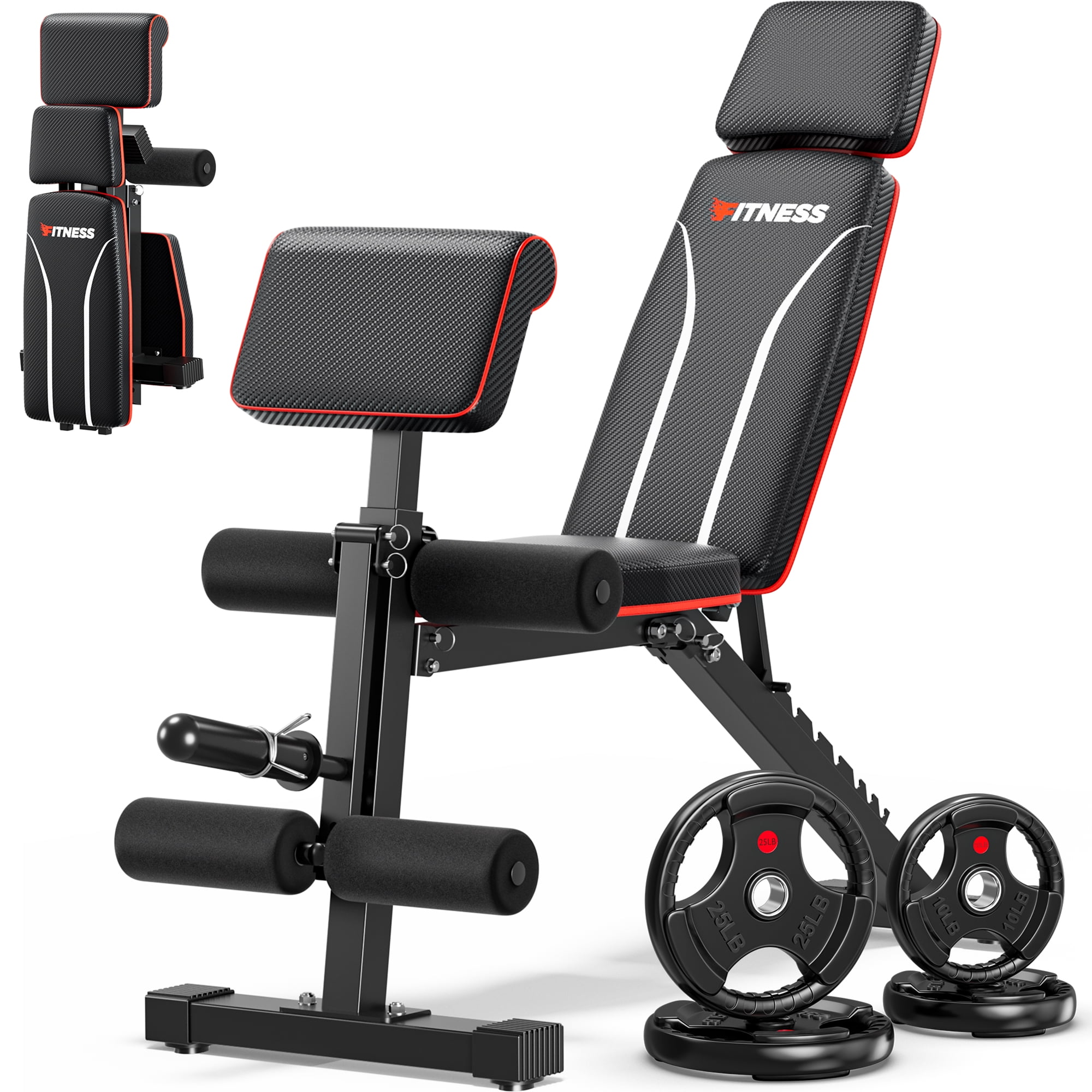 GIKPAL 7 Positions Foldable Adjustable Weight Bench Workout Bench with ...
