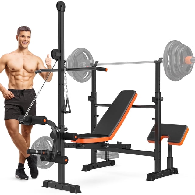 GIKPAL 800lbs 8-in-1 Adjustable Weight Bench Set with Lat Pull Down ...