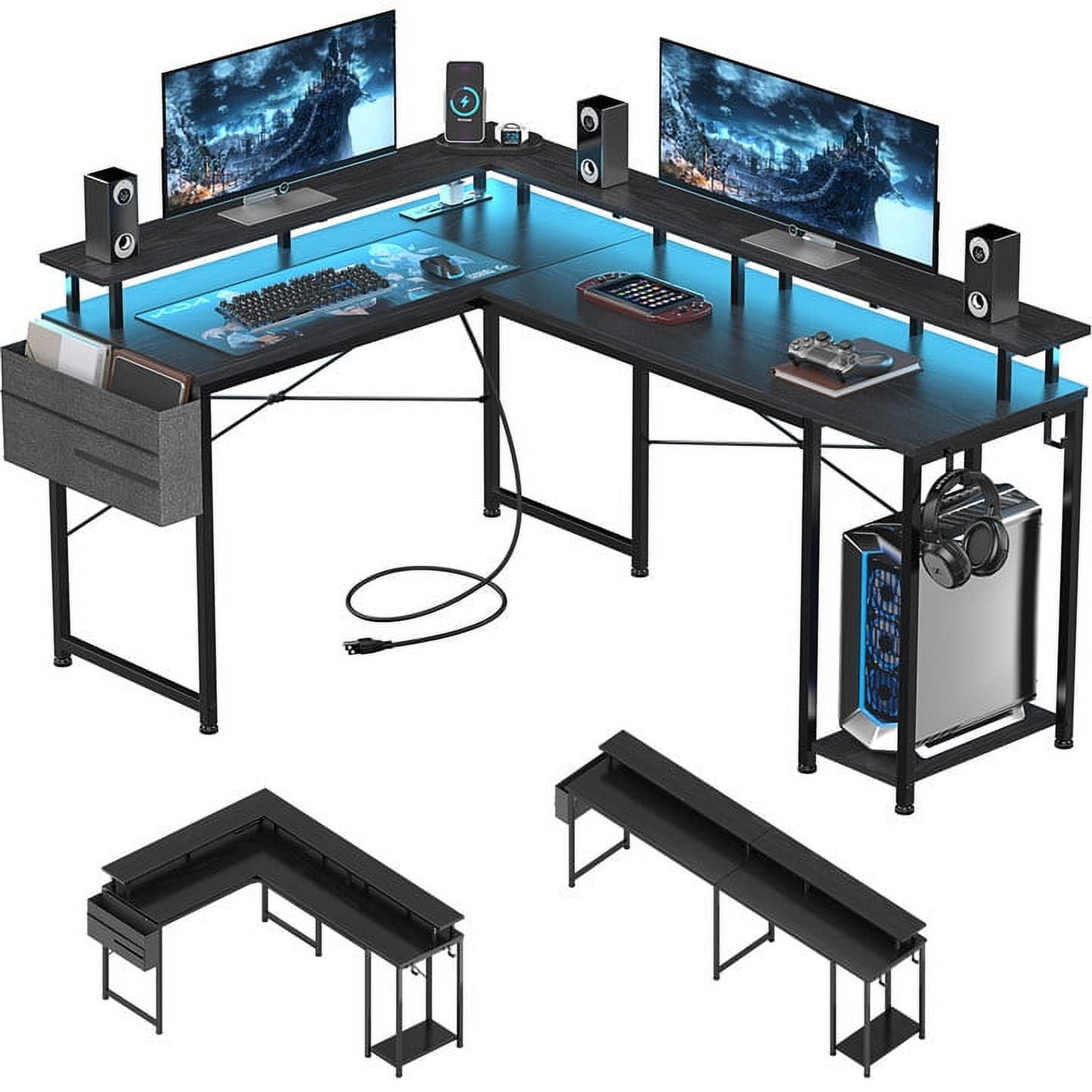 "GIKPAL 95"" L Shaped Desk, Computer Gaming Desk with Power Outlet ...
