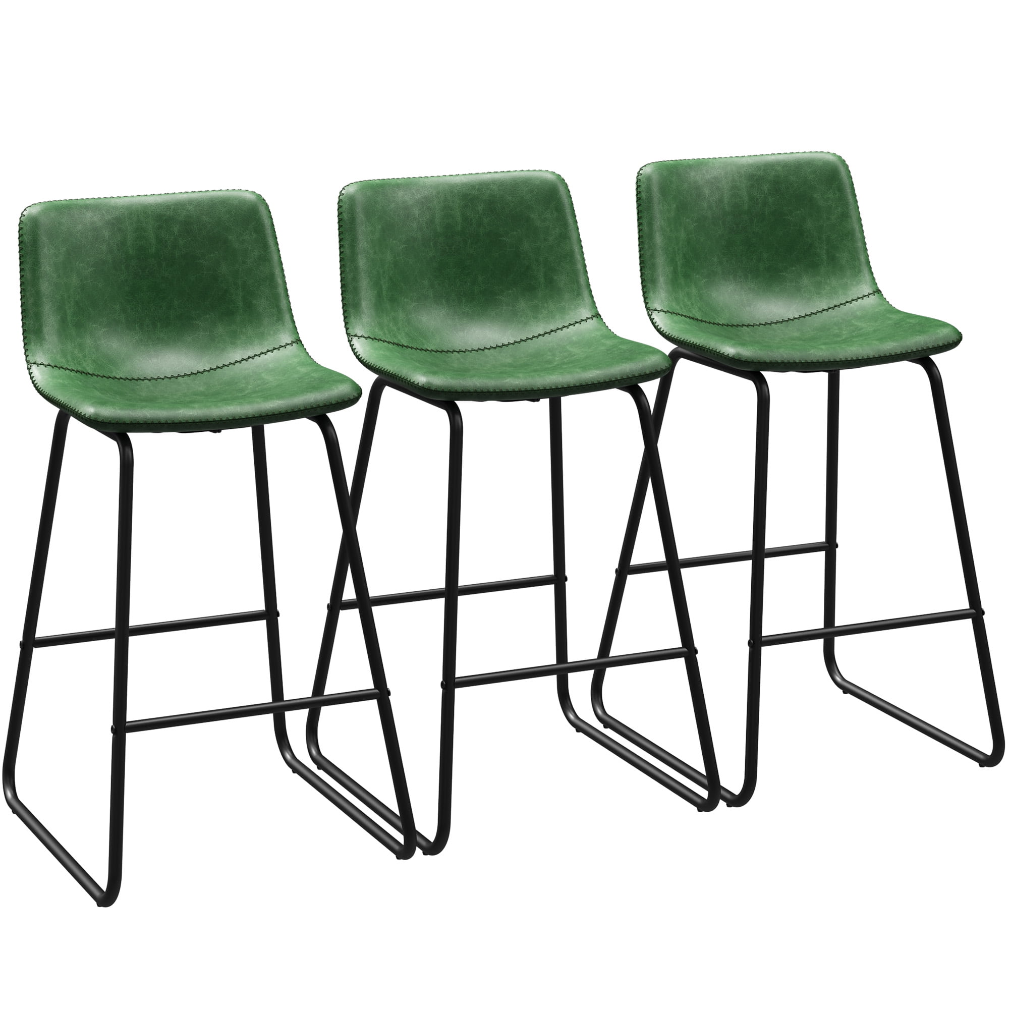 GIKPAL Bar Stools 26" Faux Leather Counter Height Barstools with Back ...