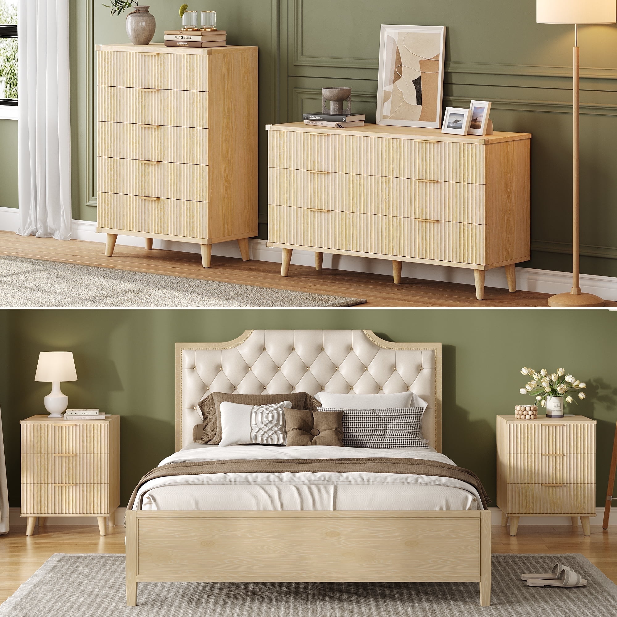 GIKPAL Bedroom Furniture Set - Includes 6 Drawer Dresser & 5 Drawer ...