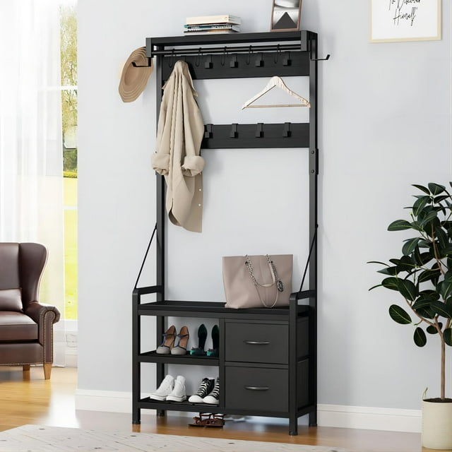 GIKPAL Coat Rack with Shoe Bench Hall Tree with Hooks and Storage, 4 In ... GIKPAL Coat Rack with Shoe Bench Hall Tree with Hooks and Storage, 4 In ...