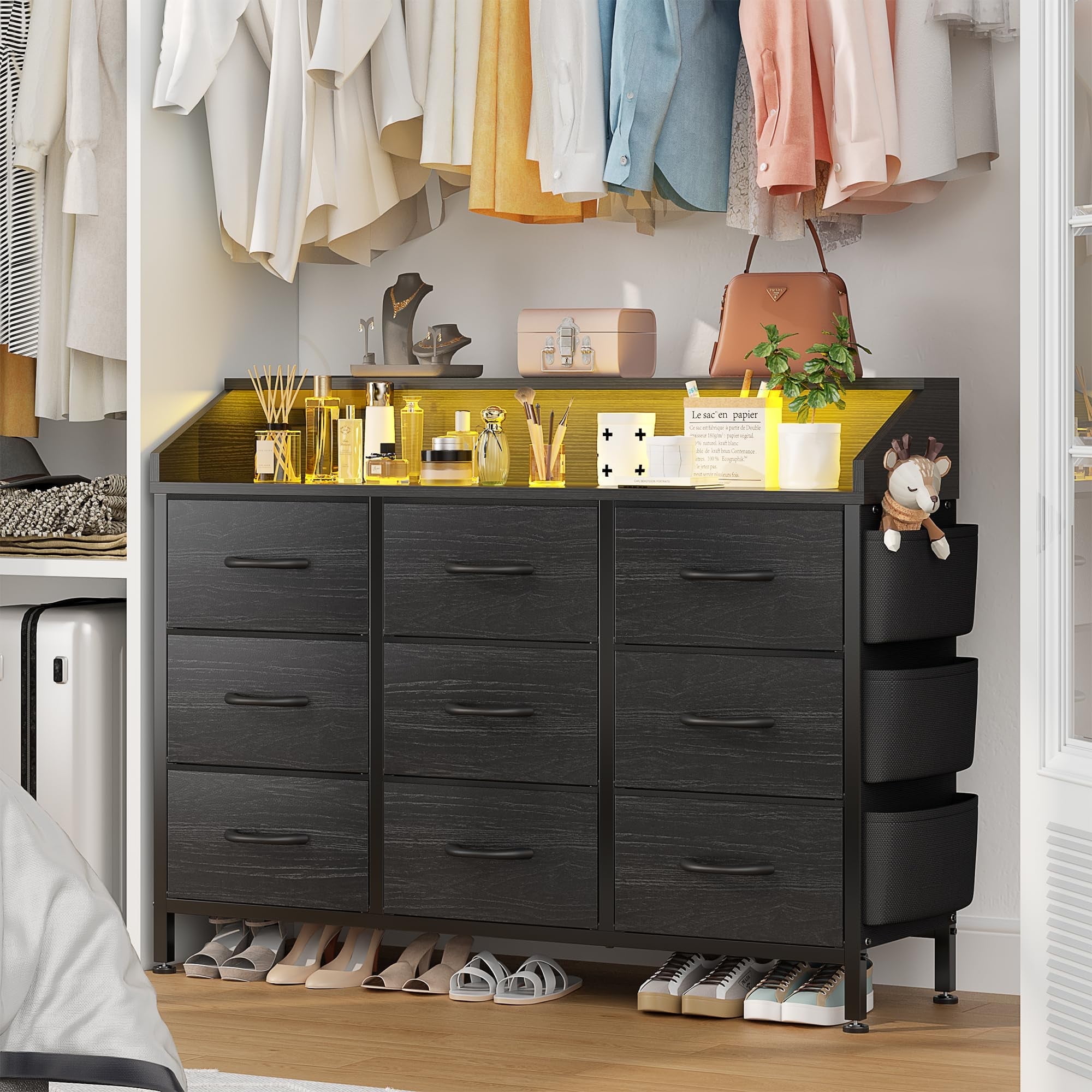 GIKPAL Dresser for Bedroom 9 Drawers - Fabric Dressers for Bedroom with ...