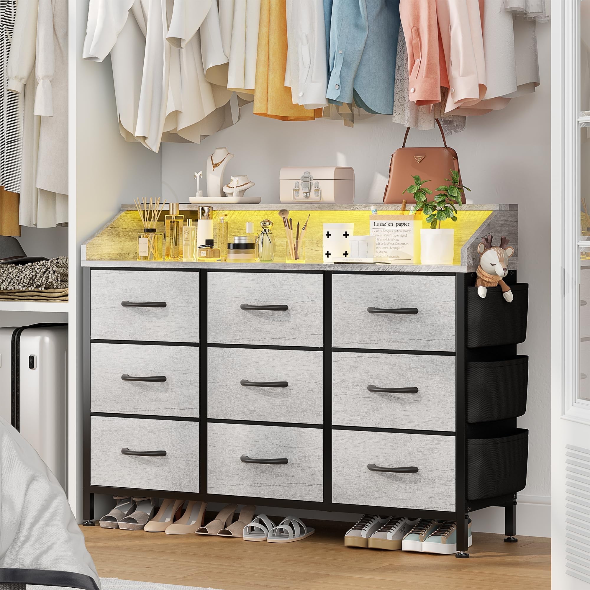 GIKPAL Dresser for Bedroom 9 Drawers - Fabric Dressers for Bedroom with ...