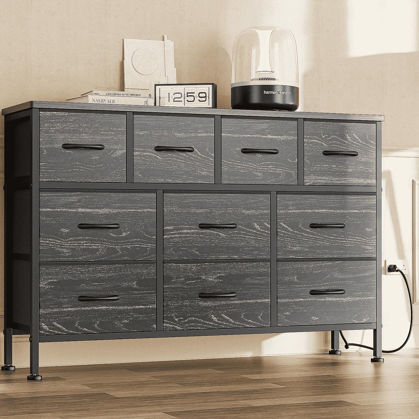 GIKPAL Dresser TV Stand, 10 Drawer Dressers for Bedroom with Power ...