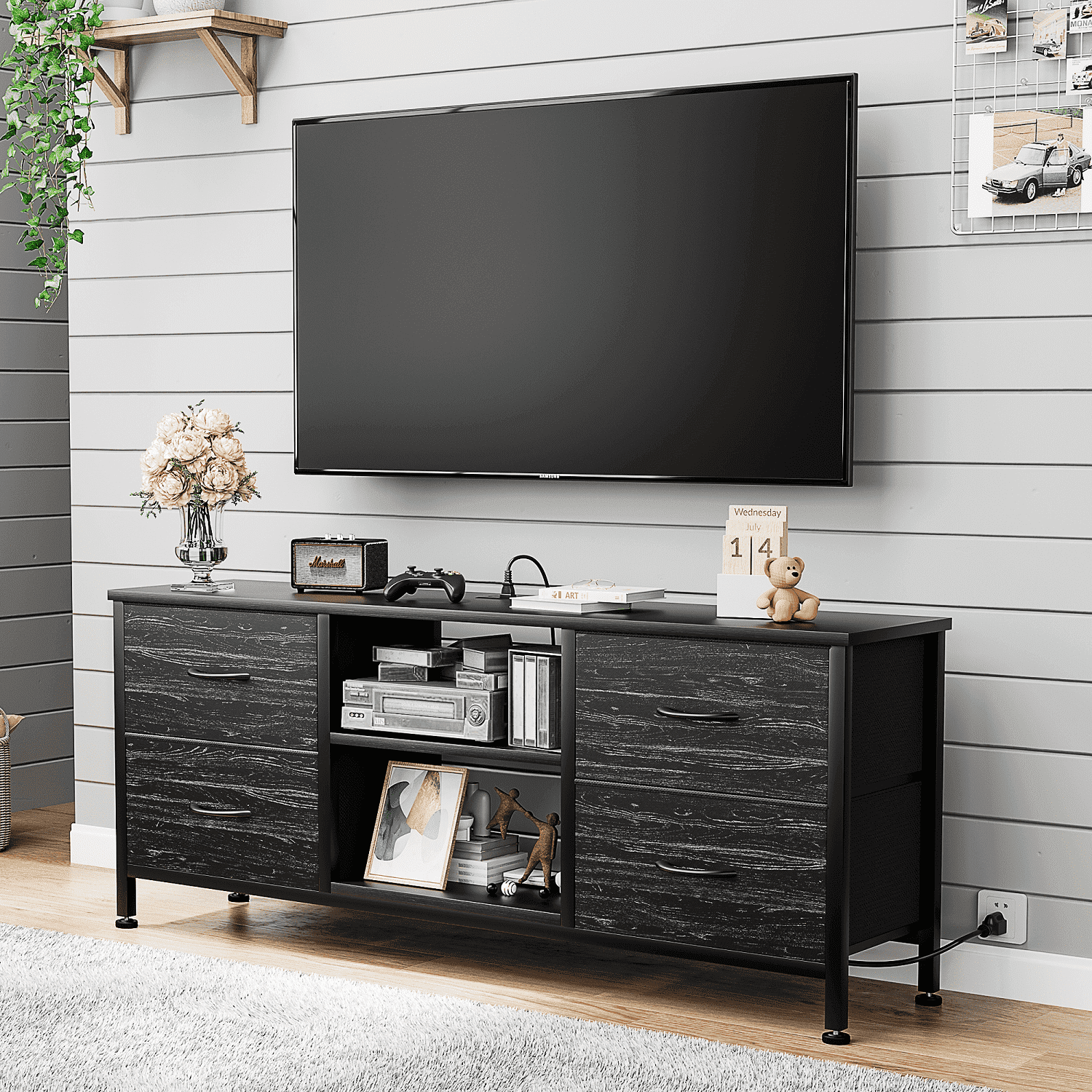 GIKPAL Dresser TV Stand, Dressers for Bedroom TV Stand 4 Drawers with ...