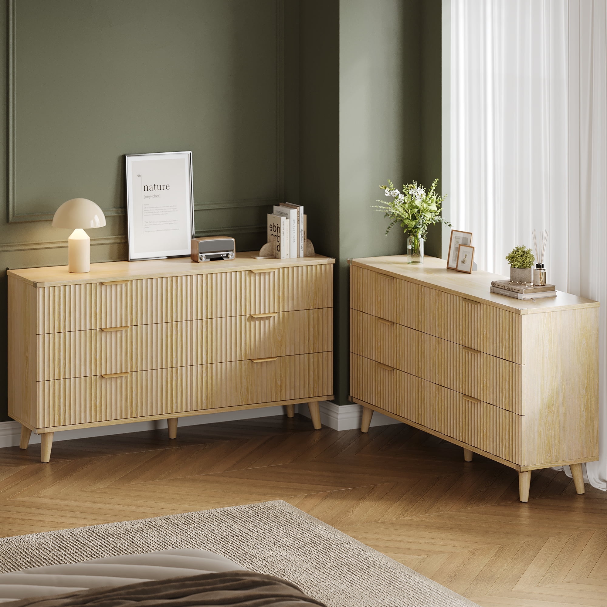 GIKPAL Dressers for Bedroom 6 Drawer Set of 2, Modern Chest of Double ...