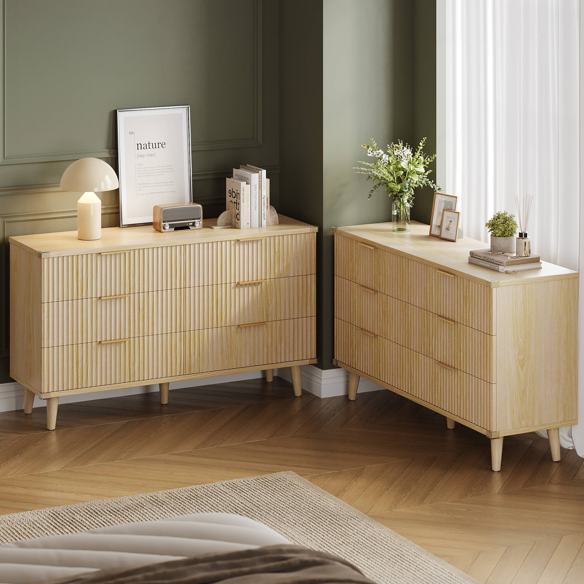 GIKPAL Dressers for Bedroom 6 Drawer Set of 2, Modern Chest of Double ...