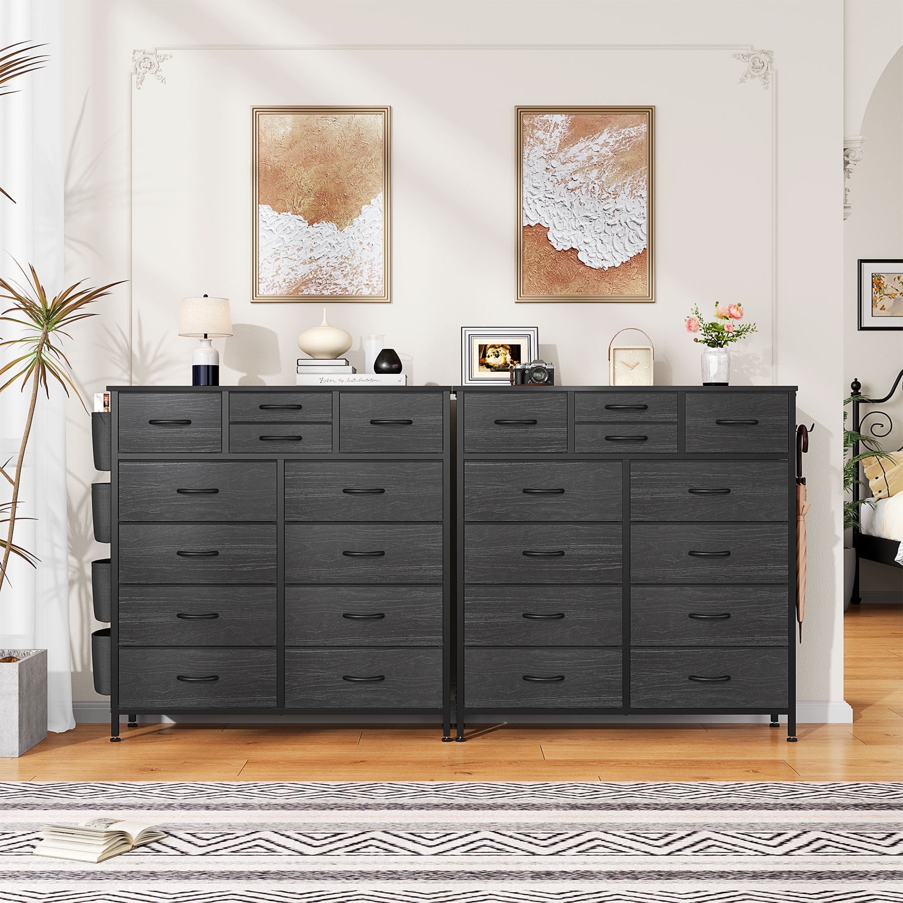 GIKPAL Dressers for Bedroom, 2 Pack Black Dresser with 12 Drawers ...