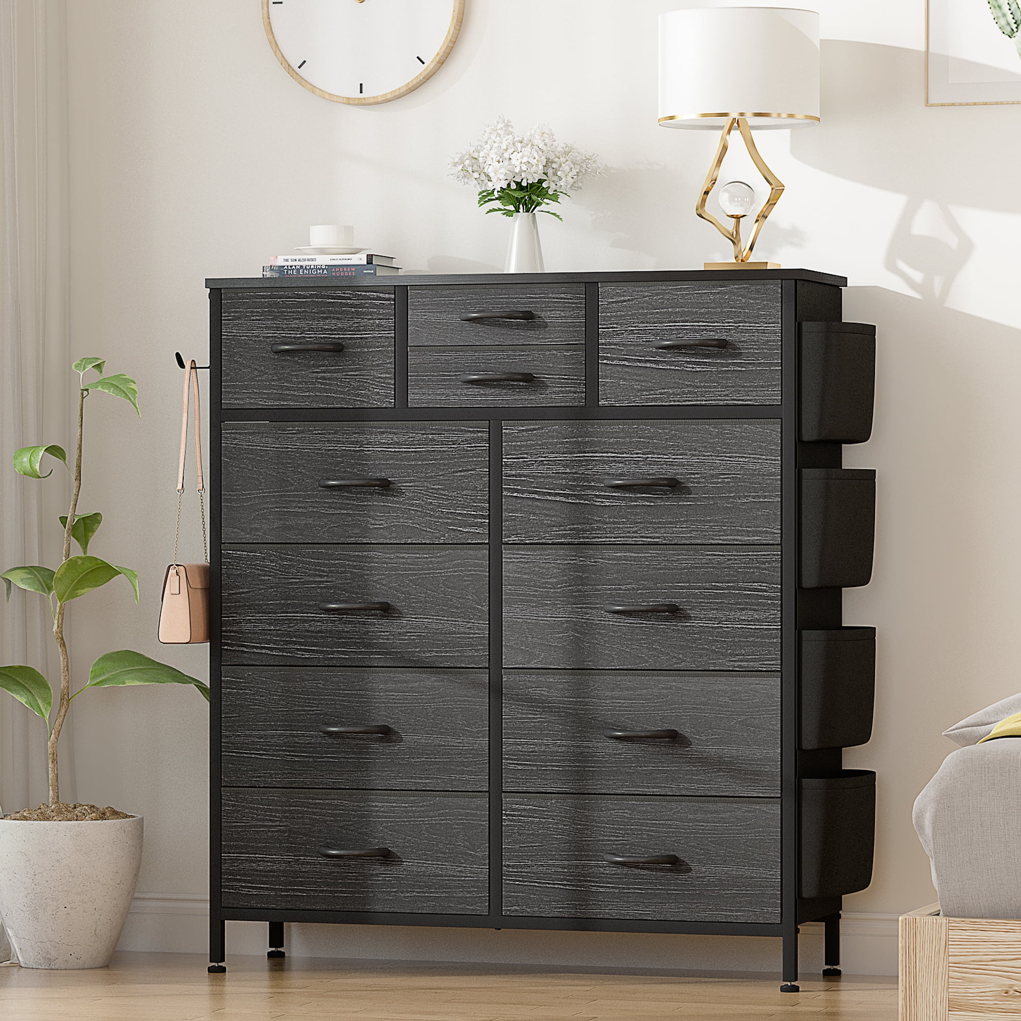 GIKPAL Dressers for Bedroom Black Dresser with 12 Drawers Tall Dressers ...