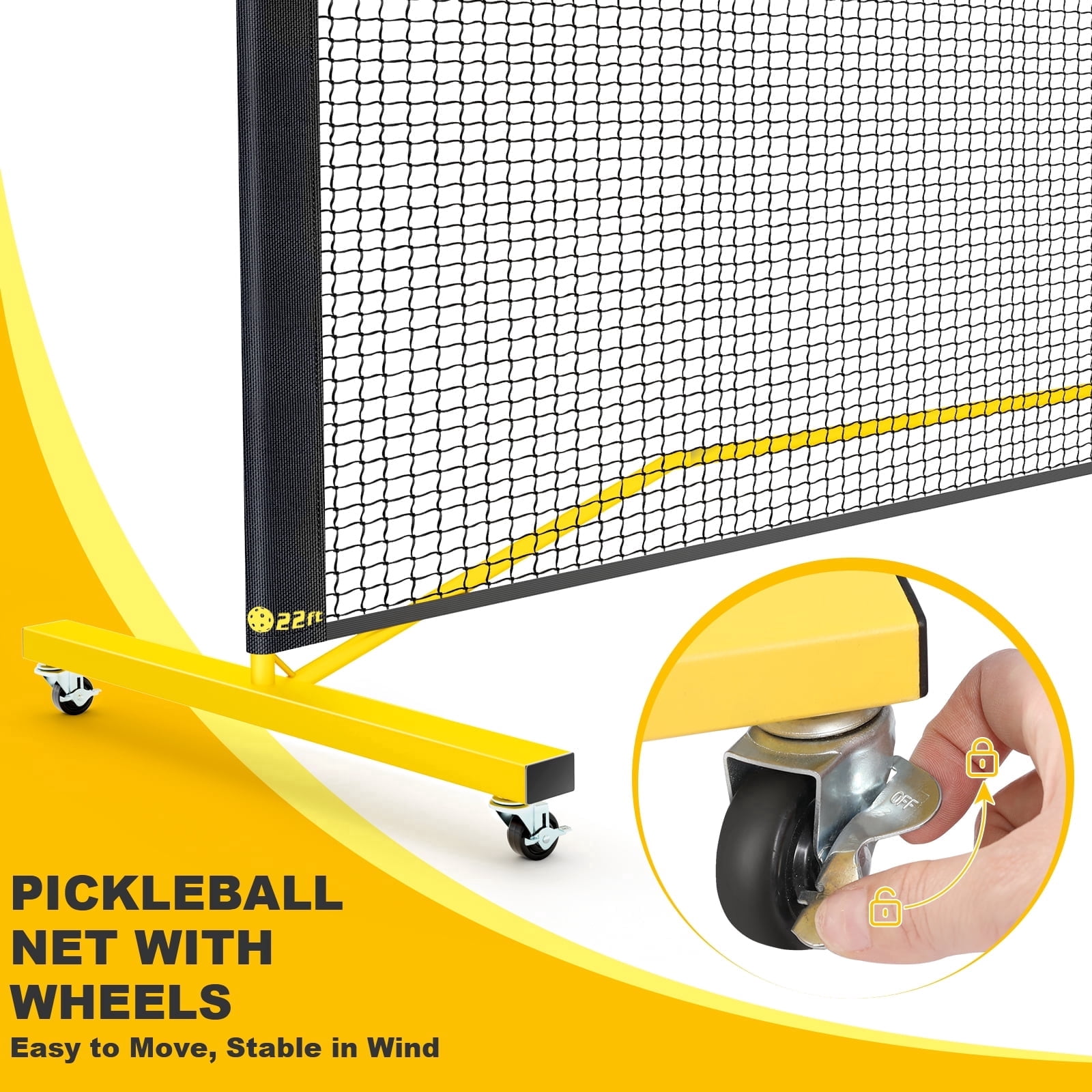 GIKPAL Durable Portable Pickleball Net Set with Lockable Wheels, 11 ...