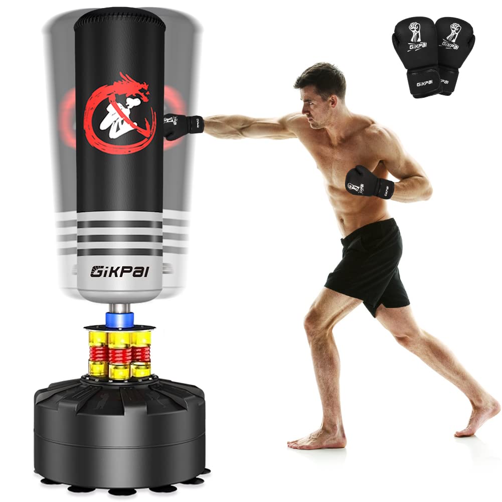 Gymax 67'' Heavy Free Stand Punching Boxing Bag w/ 12 Fillable Suction ...