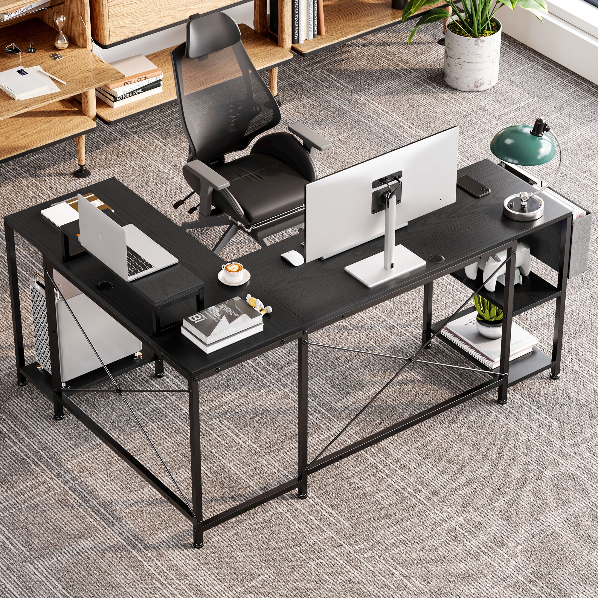 Mainstays Two-Way Convertible Desk with Lower Storage Shelf, Canyon ...