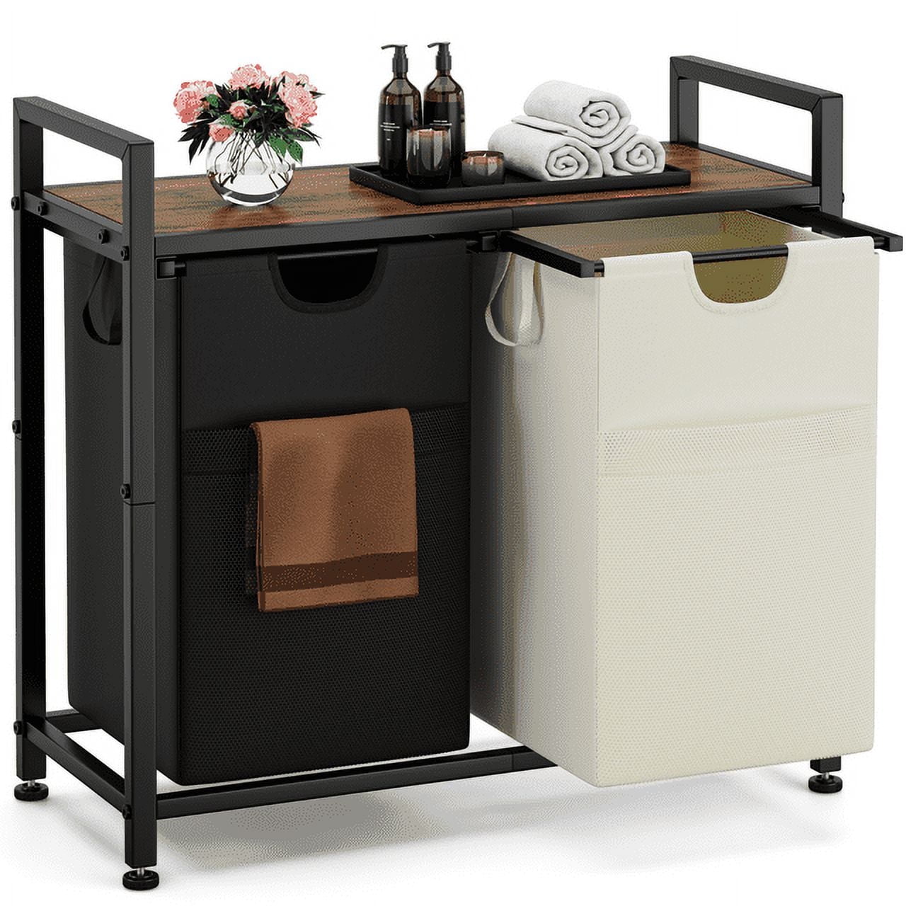 GIKPAL Laundry Hamper, 112L Double Laundry Basket, Freestanding Sorter ...